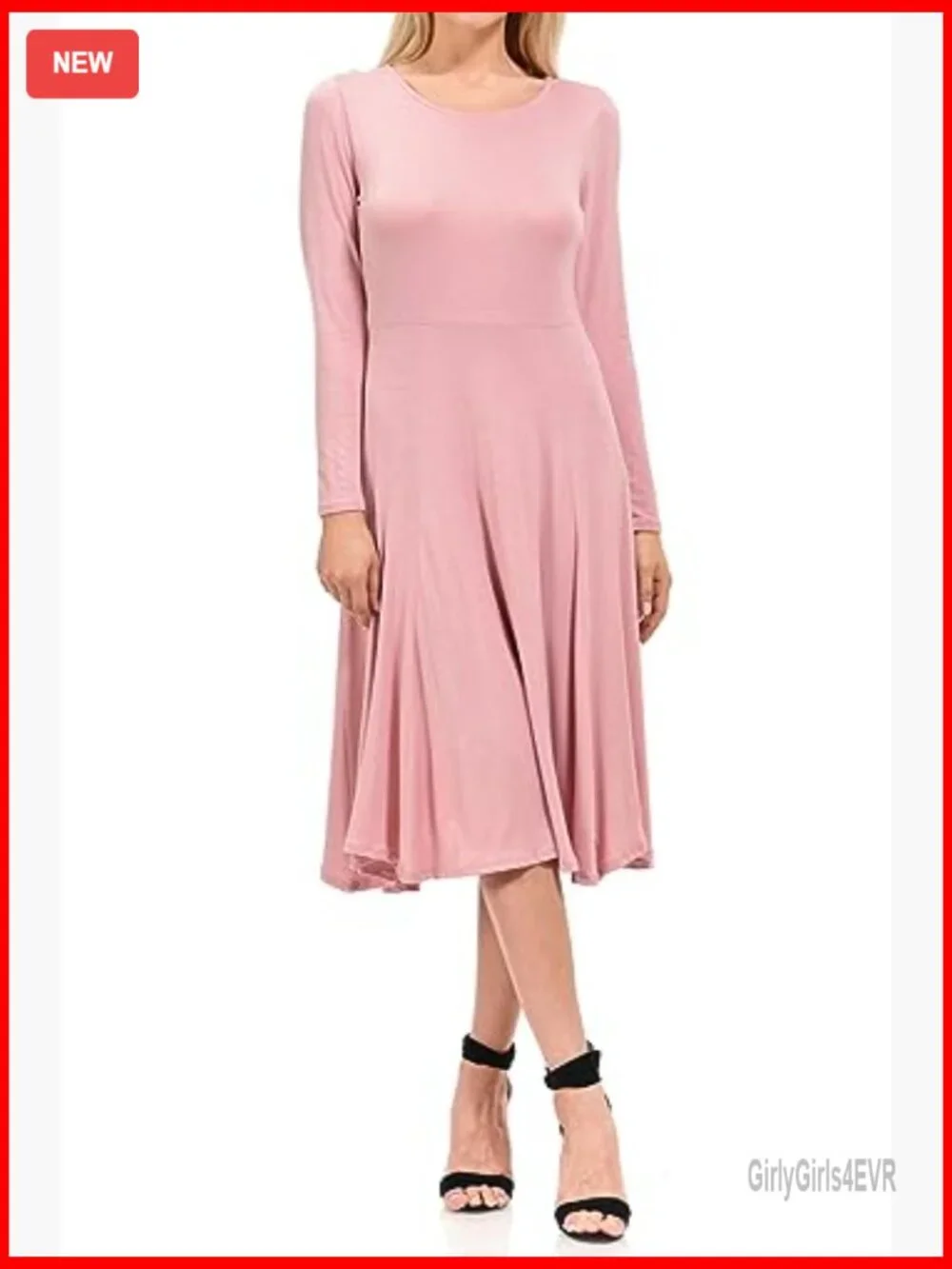 Dresses | Long Sleeve Fit And Flare Midi Dress Casual Formal | Poshmark